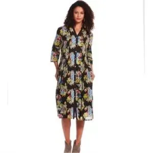 J. Peterman | Dresses | The J Peterman Co Floral Pleated Boho Shirt ...